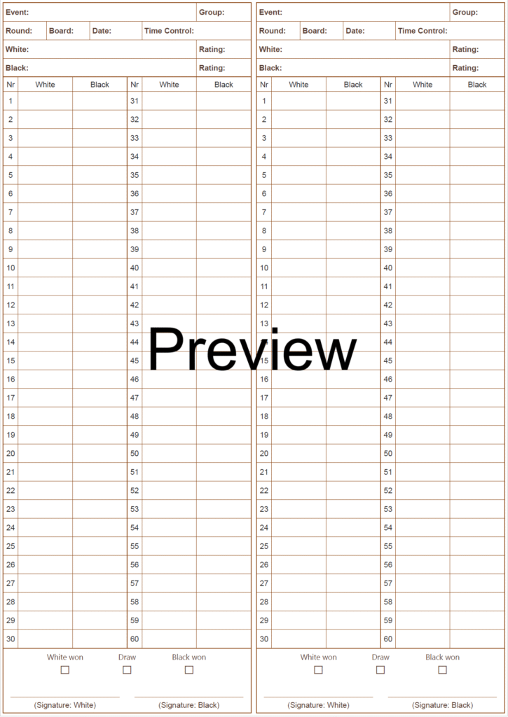 Free Chess Score Sheets – PDF & Online Customization