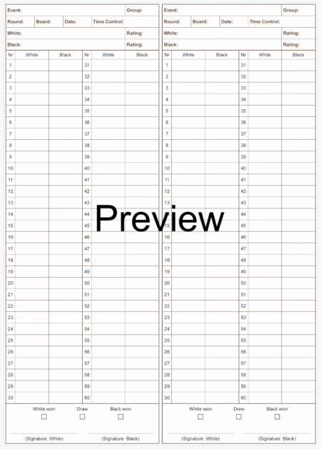 Free Chess Score Sheets – PDF & Online Customization