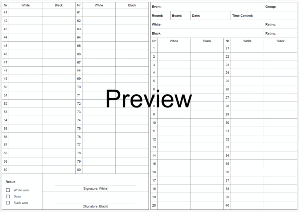 Free Chess Score Sheets – PDF & Online Customization